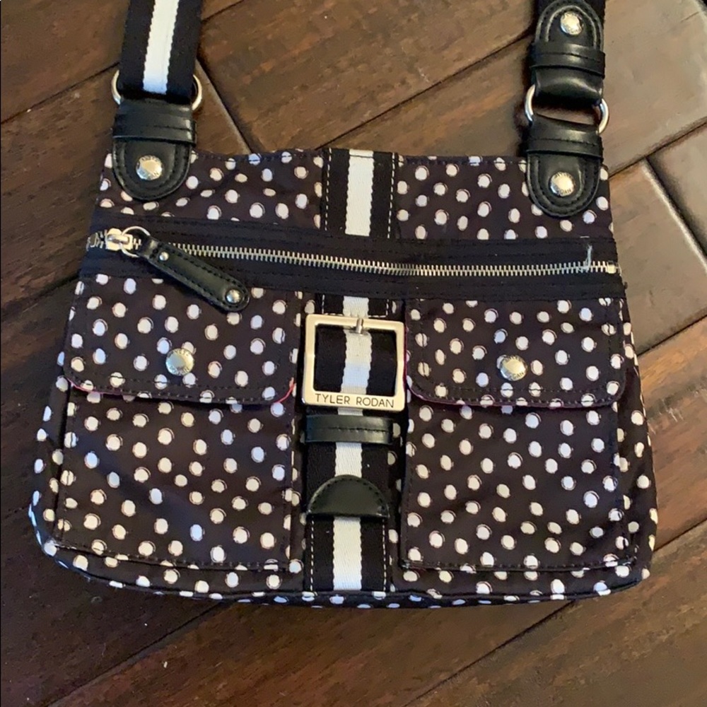 Tyler Rodan Black & White Polka Dot Crossbody Bag - Gem